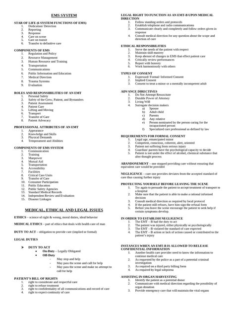 Emt Notes Final Pdf Breathing Epithelium