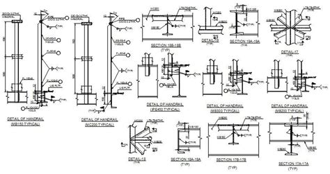 Autocad 2d Dwg Drawing File Has The Details Of Handrails And Sections Download The 2d Autocad