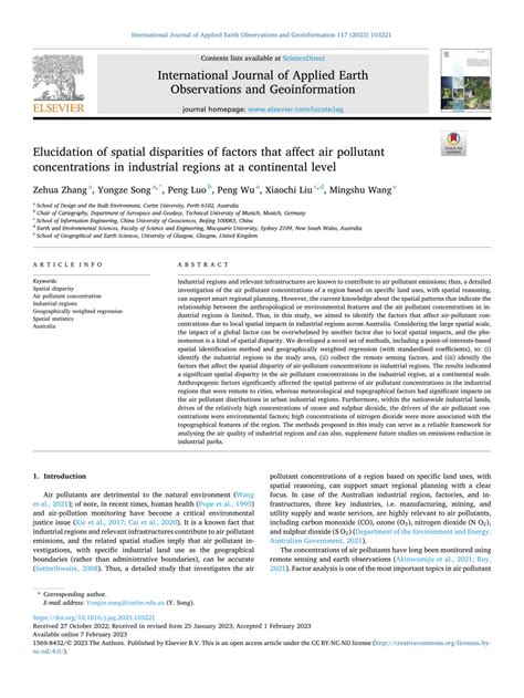 Pdf Elucidation Of Spatial Disparities Of Factors That Affect Air Pollutant Concentrations In