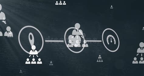 Animation Of Network Of Connections With Icons Over Dark Background Stock Footage Video Of