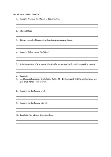 Last Ap Statistics Test Template Printable Pdf Download