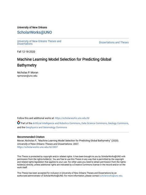Machine Learning Model Selection For Predicting Global Bathymetry Pdf