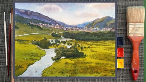 Уроки рисования Как рисовать пейзаж акварелью Поэтапное рисование Акварель для начинающих