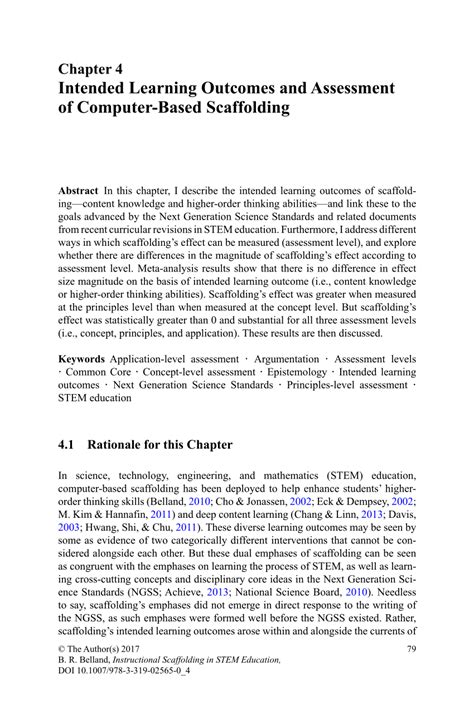 Pdf Intended Learning Outcomes And Assessment Of Computer Based Scaffolding