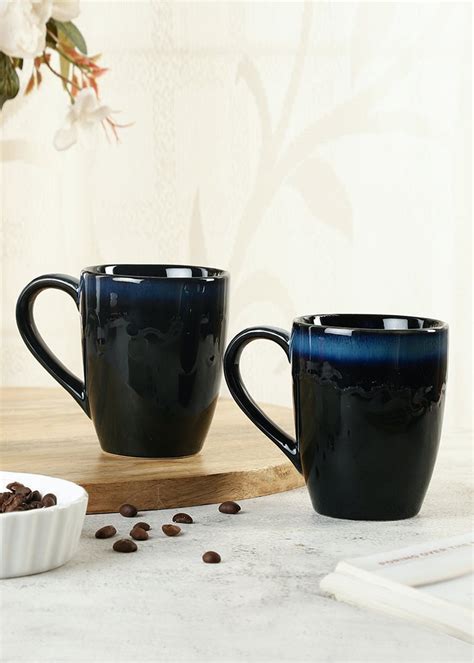 Get Leher Inky Blue Ceramic Coffee Mugs Milk Mugs Set Of Two At ₹ 629