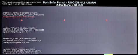 Uneven Banding In Fullscreen Hdr Output With R10g10b10a2 Swapchain Drivers Linux Windows