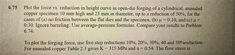 solved 6 75 plot the force vs reduction in height curve in