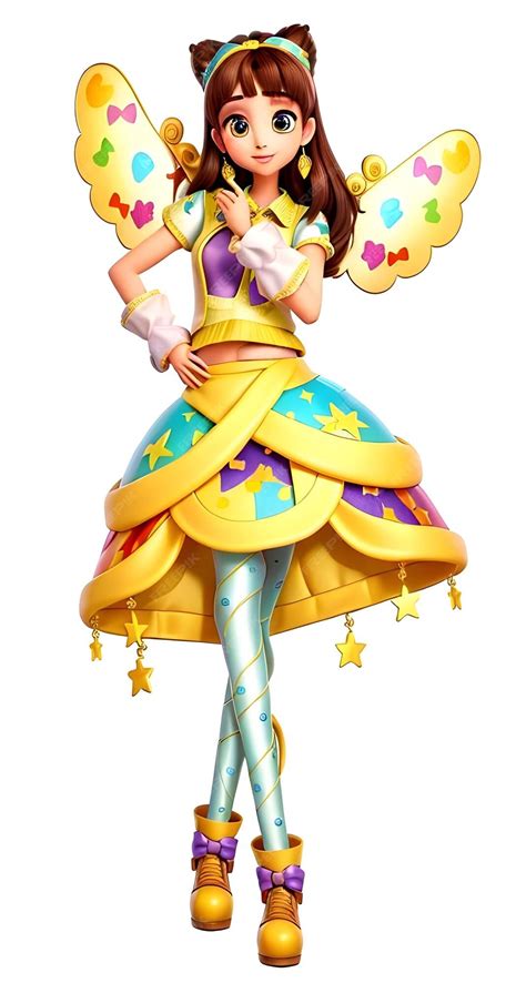 Premium Vector Angel Princess With Brown Hair And Yellow Dress