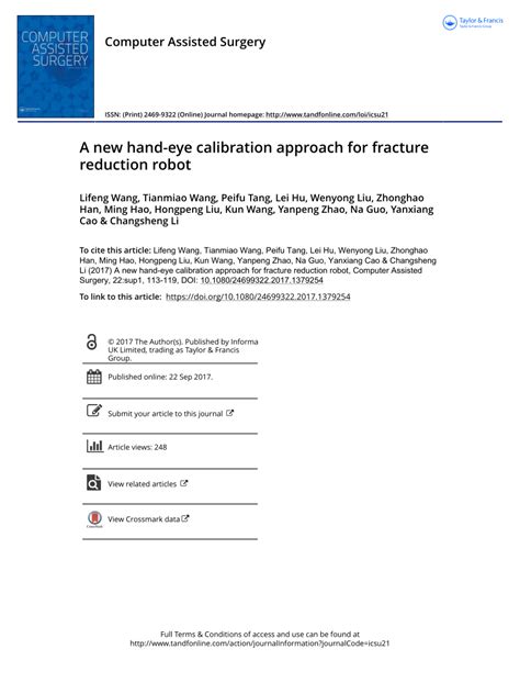 Pdf A New Hand Eye Calibration Approach For Fracture Reduction Robot