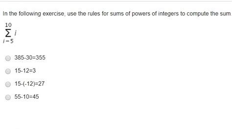 Solved In The Following Exercise Use The Rules For Sums Of