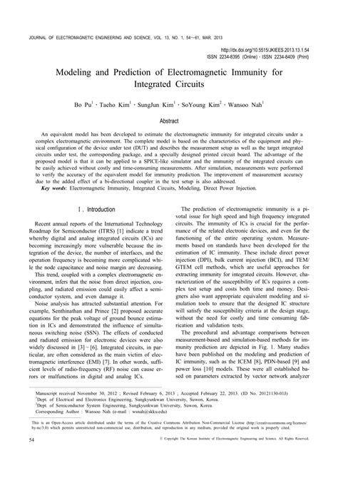 Pdf Modeling And Prediction Of Electromagnetic Immunity For Integrated Circuits