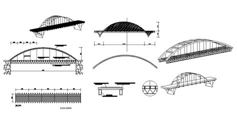 Vehicular Long Bridge Elevation Section Plan And Constructive Structure Details Dwg File