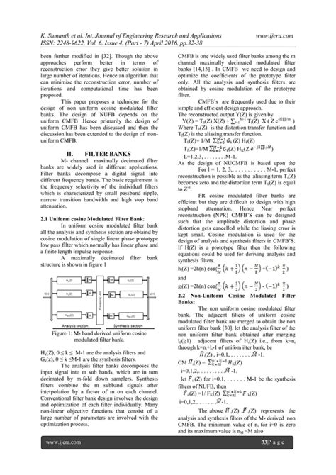 Design Of Non Uniform Cosine Modulated Filter Banks Using Windows Pdf