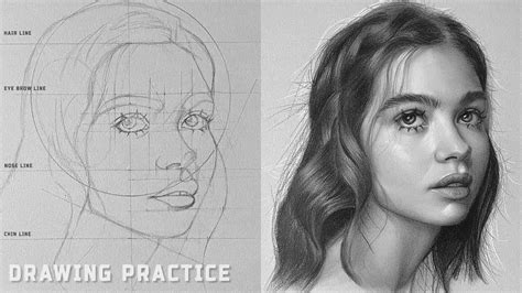 Drawing Practice Portrait Drawing With Graphite Pencils Using Loomis
