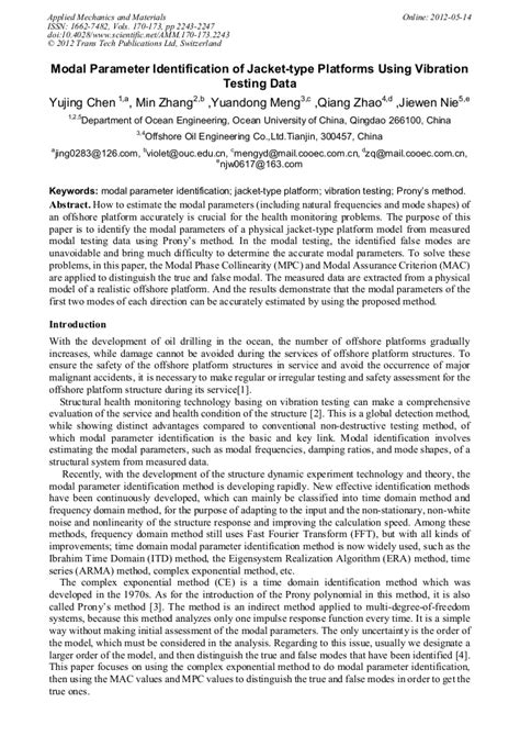 Modal Parameter Identification Of Jacket Type Platforms Using Vibration Testing Data
