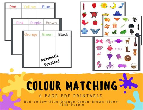 Colour Matching Sorting Printable Etsy