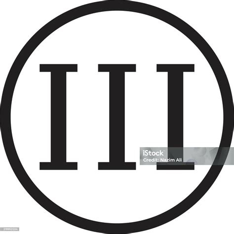 로마 숫자 아이콘입니다 로마 숫자 3 유형 알파벳 문자 로고 마크 상징적 인 디자인 달력 번호 또는 투명 배경에 고립 된 모든 카운트에 대한 그림 수학 기호입니다 0명에