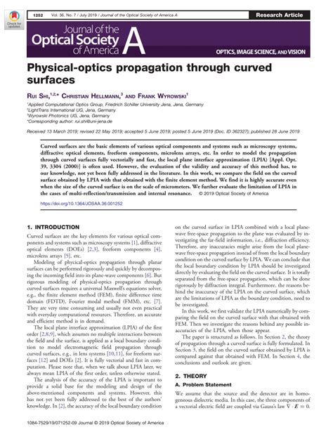 Pdf Physical Optics Propagation Through Curved Surfaces