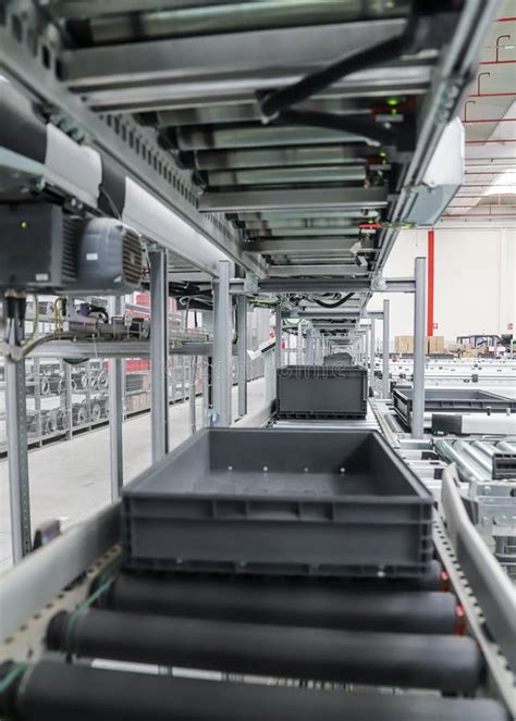 Logistic Warehouse Conveyor Belt In A Modern Production Line Stock Image Image Of Machine