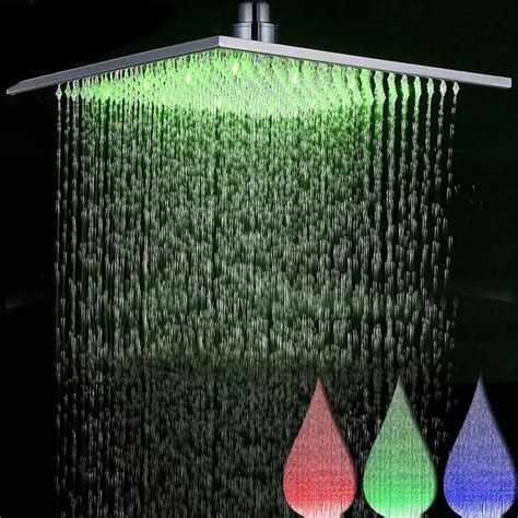 Multi Colored Stainless Steel Square Shaped Rainfall Showerhead With