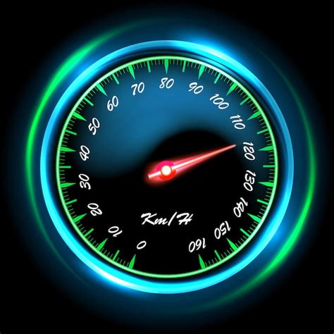 Premium Vector Shiny Car Speedometer With Red Arrow And Glowing Flame