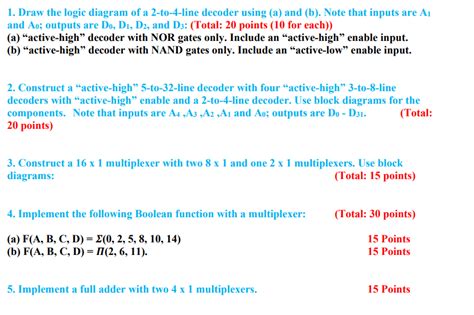 Solved Draw The Logic Diagram Of A 2 To 4 Line Decoder Using