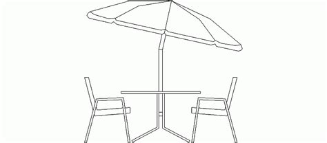 Bloque Autocad De Mesa Jardín Con 2 Sillas Y Sombrilla