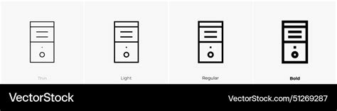 Cpu Tower Icon Thin Light Regular And Bold Style Vector Image