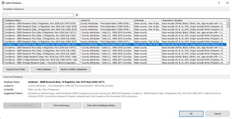 Prevalence Available Database Dialogpng — Seerstat Help System