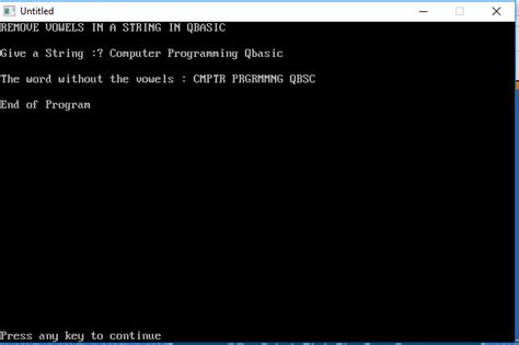 Free Programming Source Codes And Computer Programming Tutorials Remove Vowels In Qbasic