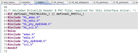 CCS RM57L843 LwIP Demo Example Conditional Compilation Issue Code