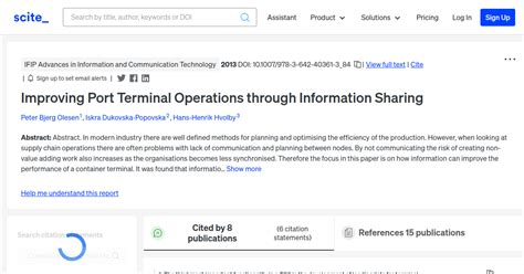 Improving Port Terminal Operations Through Information Sharing