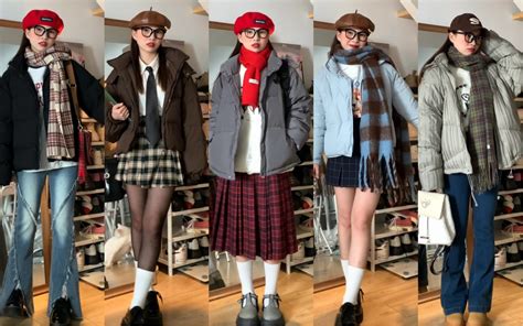 秋冬羽绒服分享美式学院风｜围巾搭配 哔哩哔哩