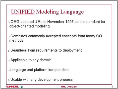 uml overview 1 unified modeling language omg adopted