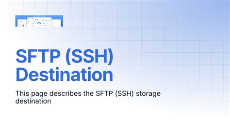 Sftp Ssh Destination Duplicati