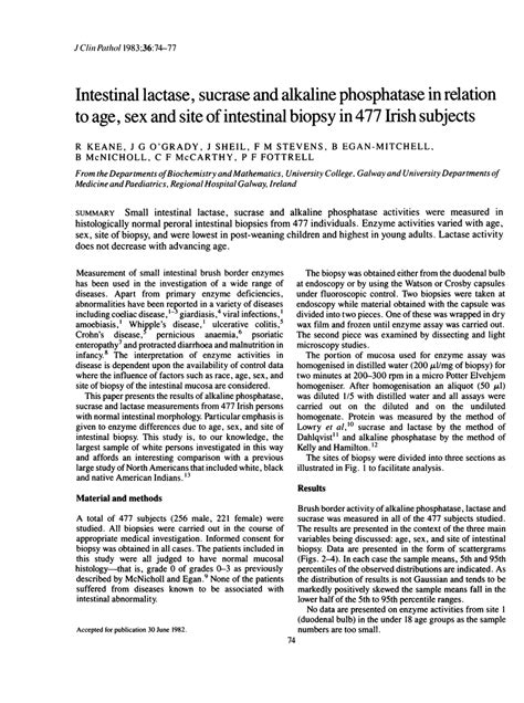 Intestinal Lactase Sucrase And Alkaline Phosphatase In Relation To Age