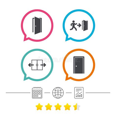 Doors Signs Emergency Exit With Arrow Symbol Stock Vector Illustration Of Information