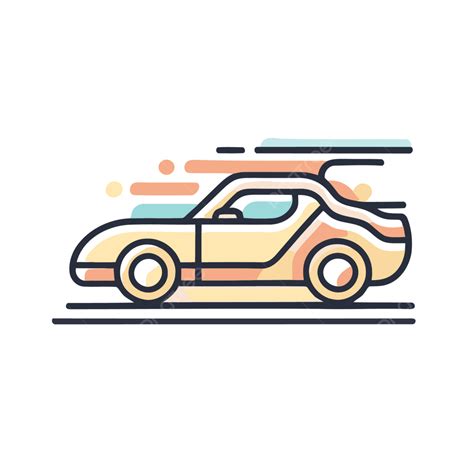 가는 선 스타일의 경주용 자동차 아이콘 벡터 흰색 바탕에 자동차 운전을 묘사한 직계 아이콘 플랫 아이콘 및 드리블에 의한 벡터 일러스트 비핸스 Hd Png 일러스트