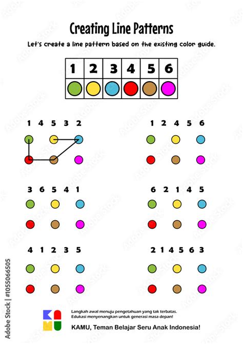 Education Worksheet Printable A4 Size Creating Pattern With Color Of Dots With Guideline