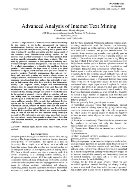 Pdf Advanced Analysis Of Internet Text Mining