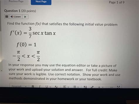 Solved Question 1 20 Pointsnfind The Function Fx That