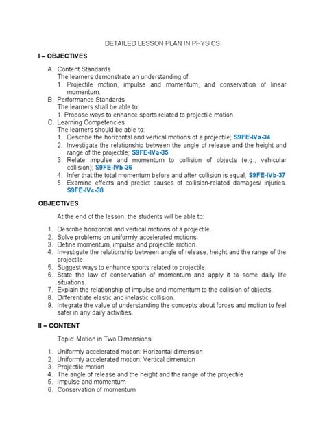 Projectile Motion In Sports A Detailed Lesson Plan Exploring Impulse Momentum And The