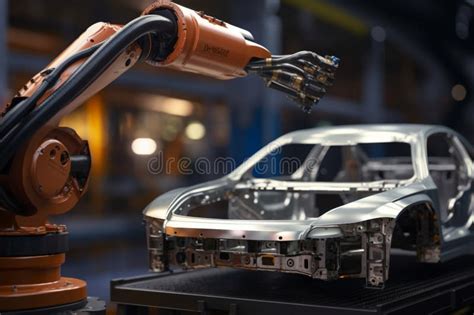 Robotic Precision Ai Control Arm In Car Production Service Rendering Stock Illustration