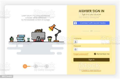 아이콘에 폼 로그인 온 보 딩 화면 디자인 현대적이 고 간단한 벡터 일러스트 레이 션 웹사이트와 애플 리 케이 션에 대 한 서식 파일 개념에 대한 스톡 벡터 아트 및 기타