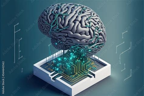 Isometric Artificial Intelligence Neuronet Or Ai Technology Background With Robot Head And
