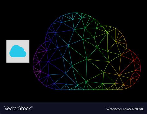 spectral gradiented polygonal net cloud icon vector image