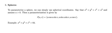 Solved 5 Spheres To Parameterize A Sphere We Can Simply