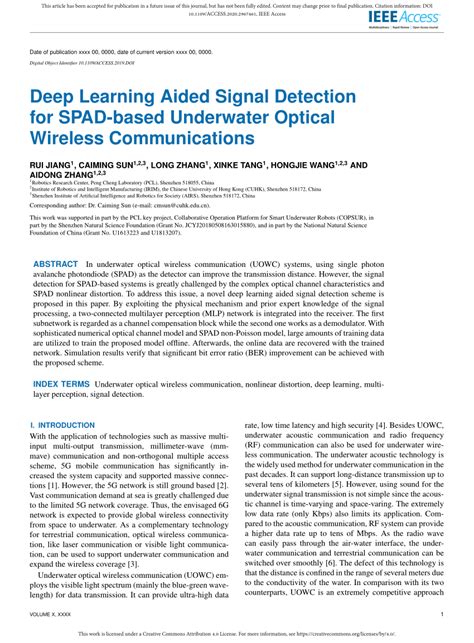 Pdf Deep Learning Aided Signal Detection For Spad Based Underwater Optical Wireless Communications