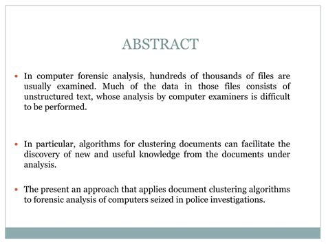 Document Clustering For Forensic Analysis Pptx Databases Computer Software And Applications
