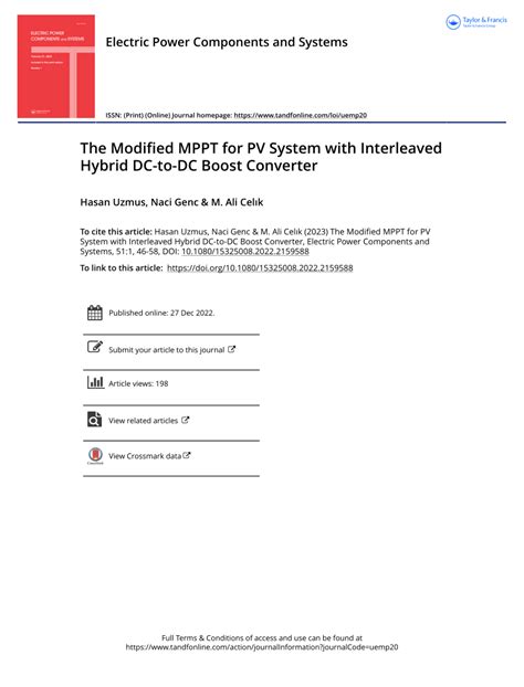 Pdf The Modified Mppt For Pv System With Interleaved Hybrid Dc To Dc Boost Converter